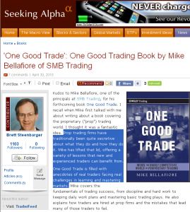 Book Review One Good Trade by Dr. Steenbarger @ Seeking Alpha | SMB ...